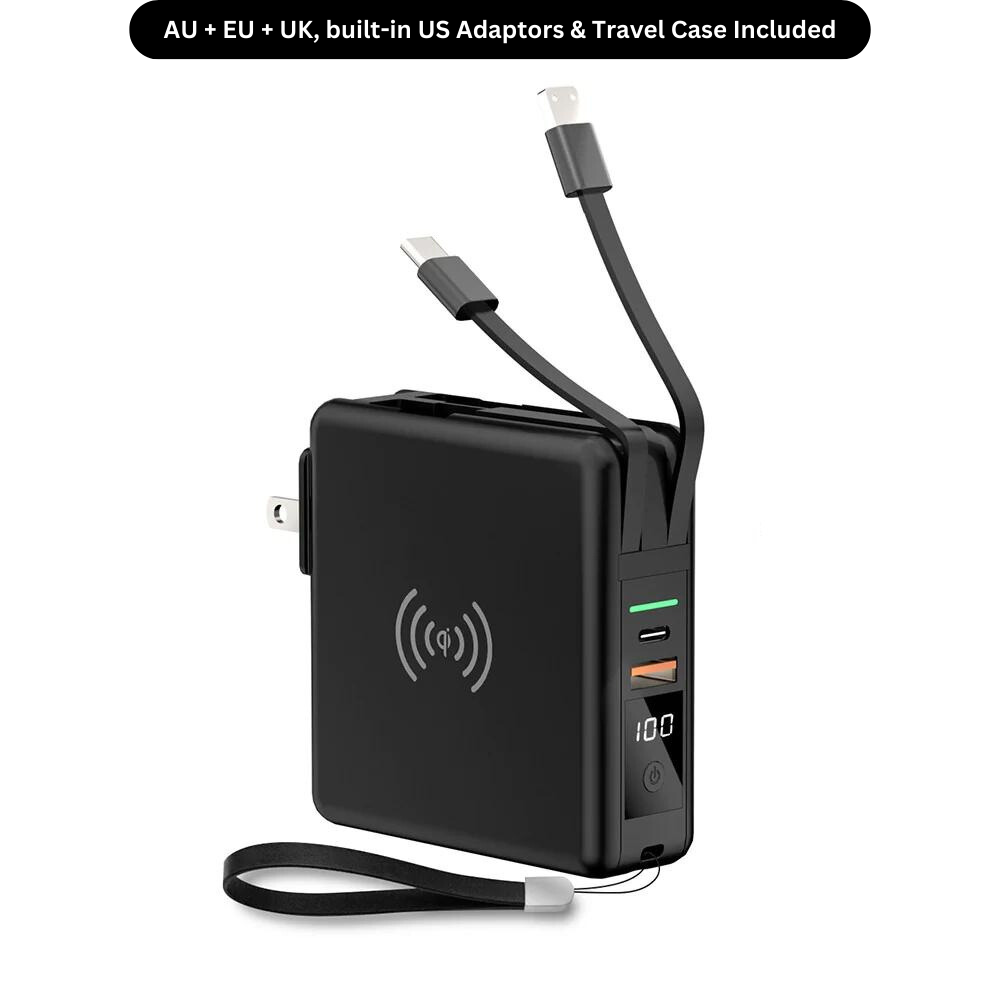 5 in 1 Universal Travel Power Bank 10000mAh Wireless Fast Charger with ...